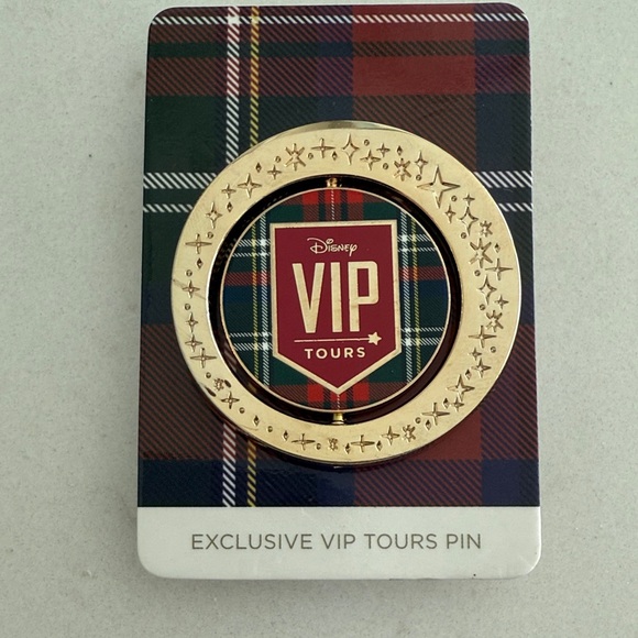 Disney | Other | Disney Vip Tours Plaid Pin With Gold Circle | Poshmark